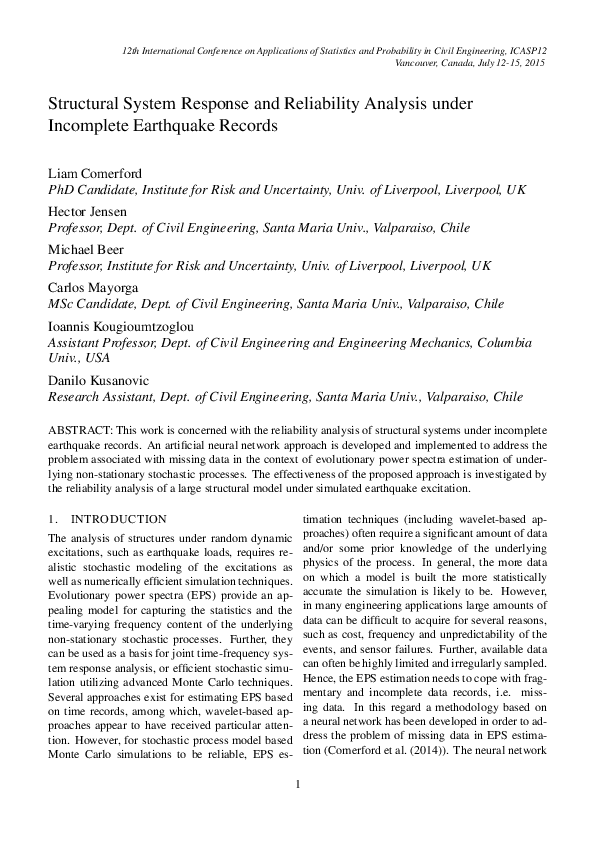 (PDF) Structural system response and reliability analysis under ...