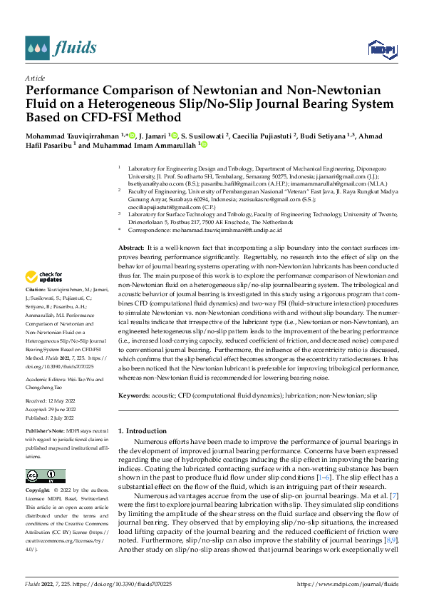 (PDF) Performance Comparison of Newtonian and Non-Newtonian Fluid on a ...