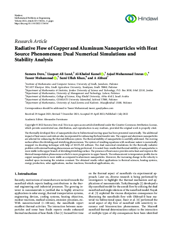 (PDF) Radiative Flow of Copper and Aluminum Nanoparticles with Heat Source Phenomenon: Dual ...