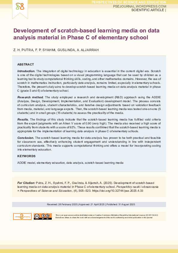 (PDF) Development of scratch-based learning media on data analysis ...