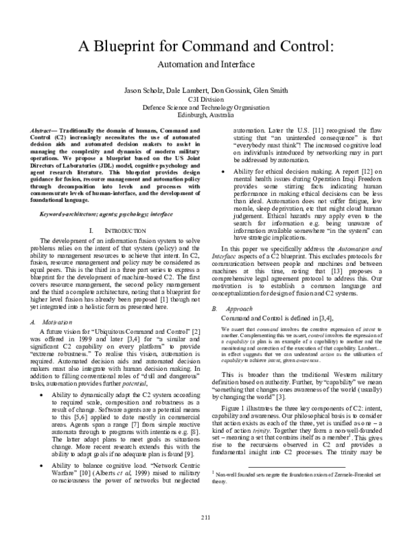 (PDF) A blueprint for Command and Control: Automation and interface