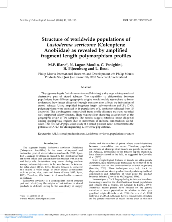 (PDF) Structure of worldwide populations of Lasioderma serricorne ...