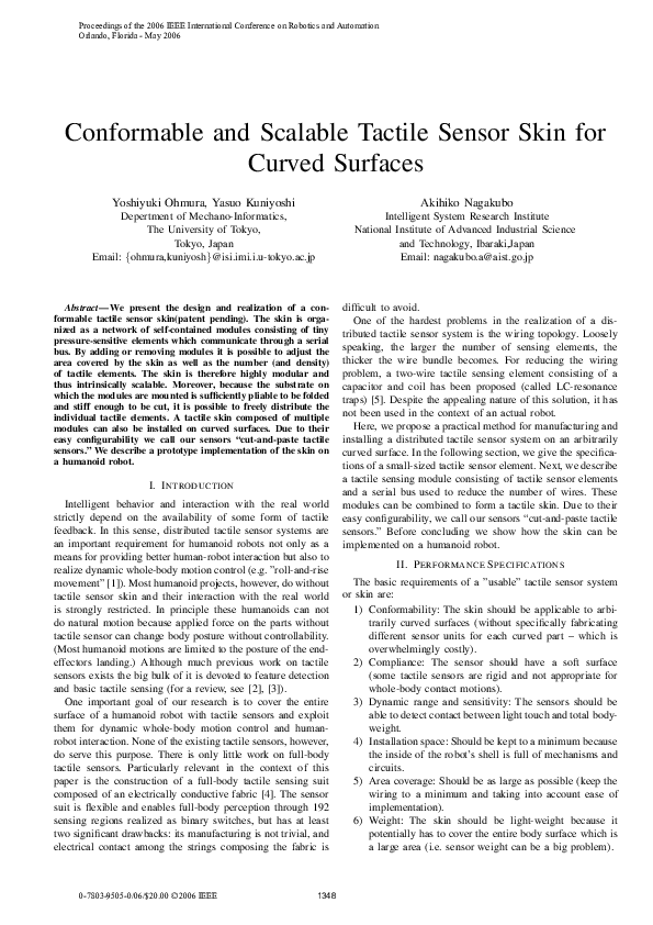 (PDF) A.Nagakubo. Conformable and scalable tactile sensor skin for ...
