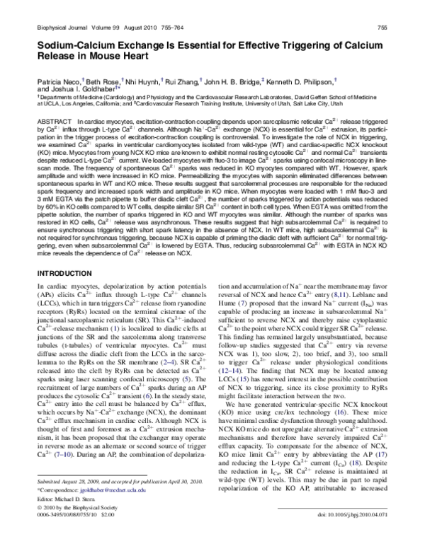 (PDF) Sodium-Calcium Exchange Is Essential for Effective Triggering of ...
