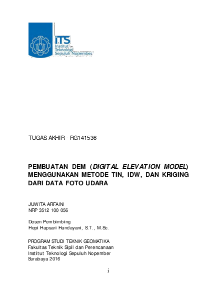 (PDF) Pembuatan DEM (Digital Elevation Model) Menggunakan Metode TIN ...