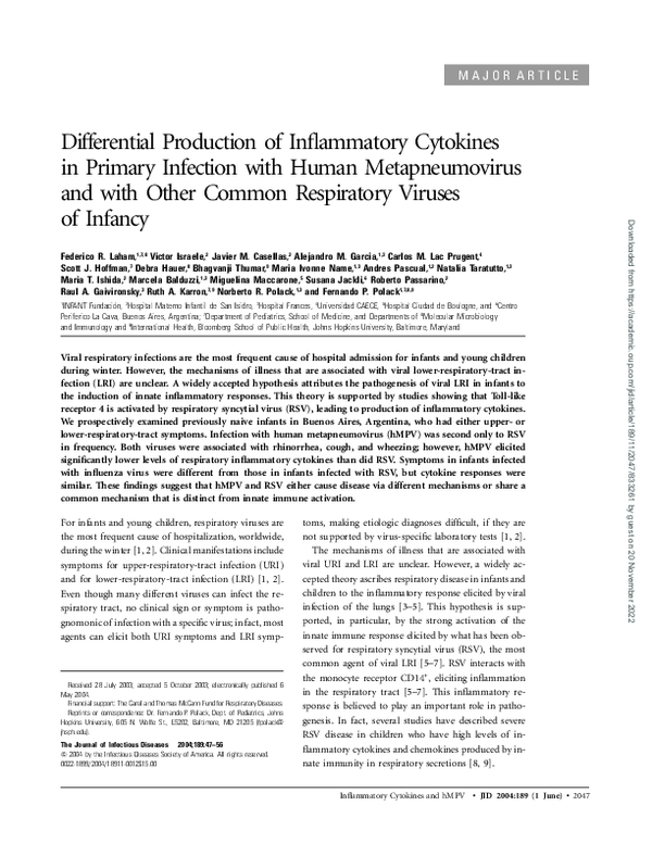 (PDF) Differential Production of Inflammatory Cytokines in Primary ...