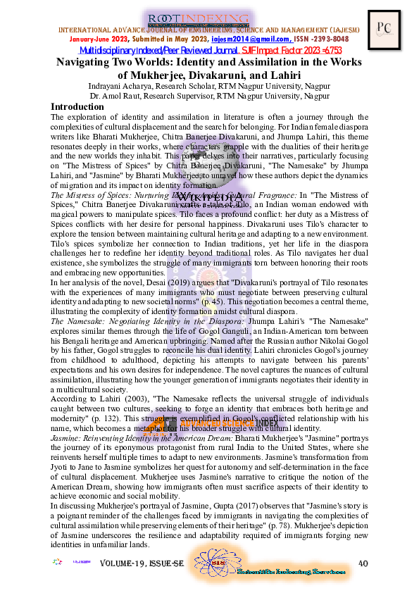 (PDF) Navigating Two Worlds: Identity and Assimilation in the Works of ...
