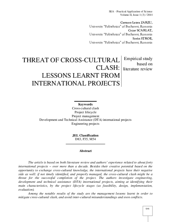 (PDF) The Threat Of Cross-Cultural Clash: Lessons Learnt From ...