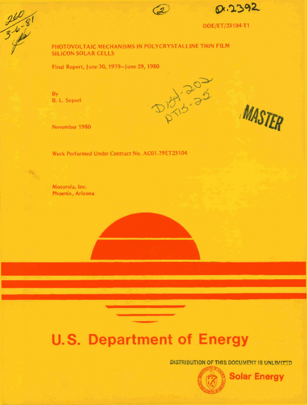 (PDF) Photovoltaic mechanisms in polycrystalline thin film silicon ...