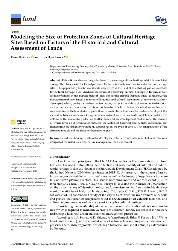 (PDF) Modeling the Size of Protection Zones of Cultural Heritage Sites ...