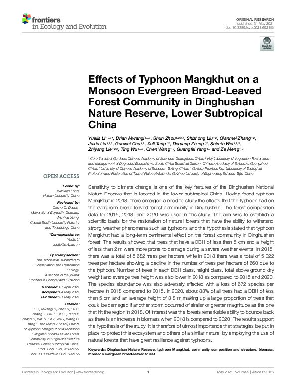 (PDF) Effects of Typhoon Mangkhut on a Monsoon Evergreen Broad-Leaved ...