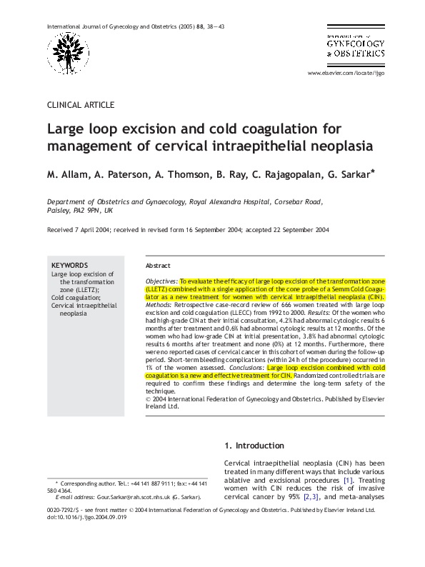 (PDF) Large loop excision and cold coagulation for management of ...