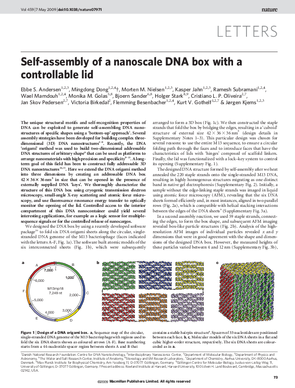 (PDF) Self-assembly of a nanoscale DNA box with a controllable lid