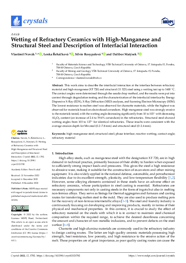 (PDF) Wetting of Refractory Ceramics with High-Manganese and Structural ...