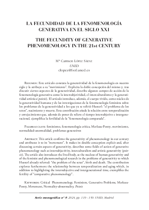 (PDF) LA FECUNDIDAD DE LA FENOMENOLOGÍA GENERATIVA EN EL SIGLO XXI THE ...