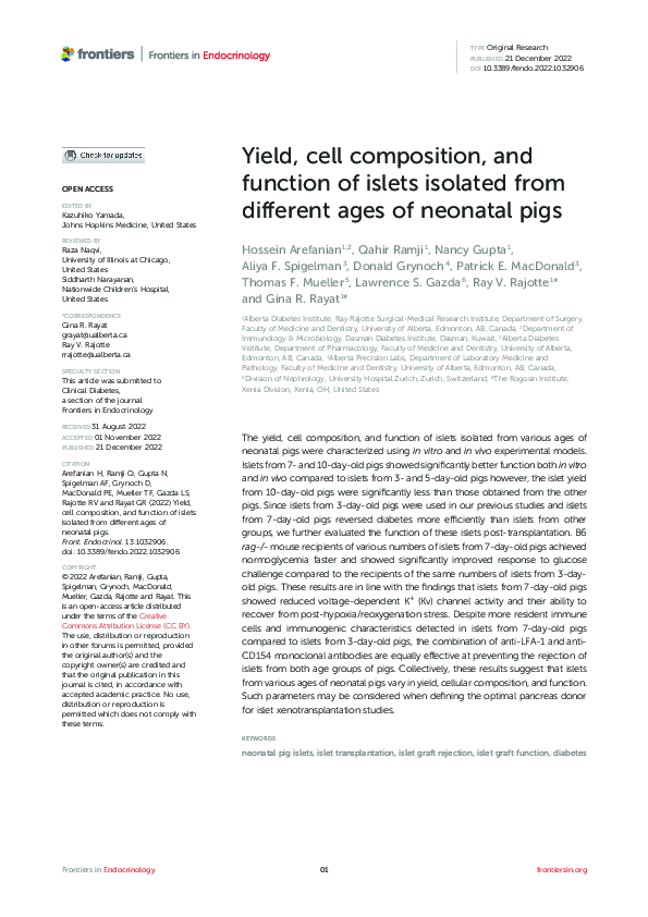 (PDF) Yield, cell composition, and function of islets isolated from ...