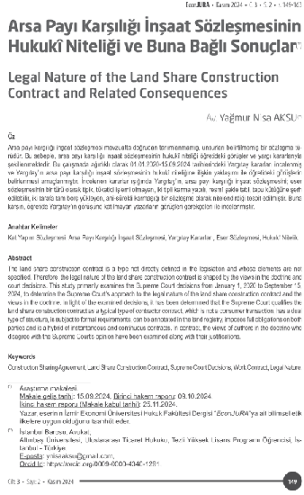 (PDF) ARSA PAYI KARŞILIĞI İNŞAAT SÖZLEŞMESİNİN HUKUKÎ NİTELİĞİ VE BUNA ...