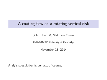 (PDF) A coating flow on a rotating vertical disk