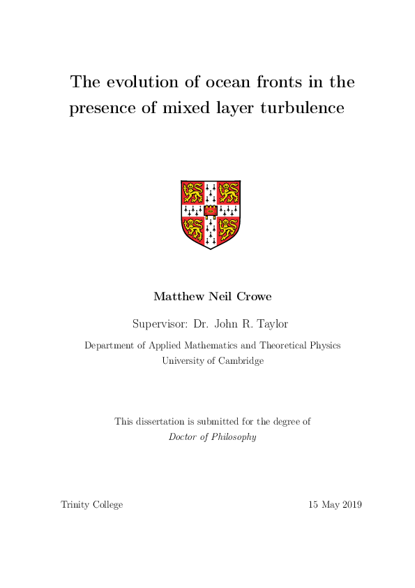 (PDF) The evolution of ocean fronts in the presence of mixed layer ...