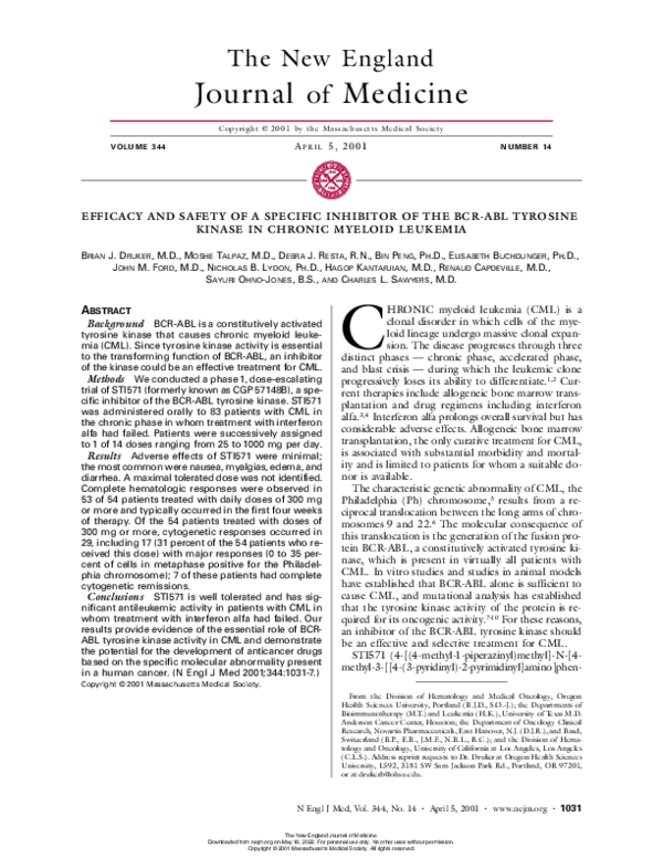 (PDF) Efficacy and Safety of a Specific Inhibitor of the BCR-ABL ...