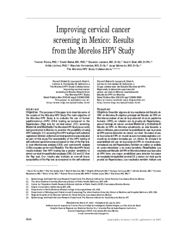 (PDF) Improving cervical cancer screening in Mexico: results from the ...