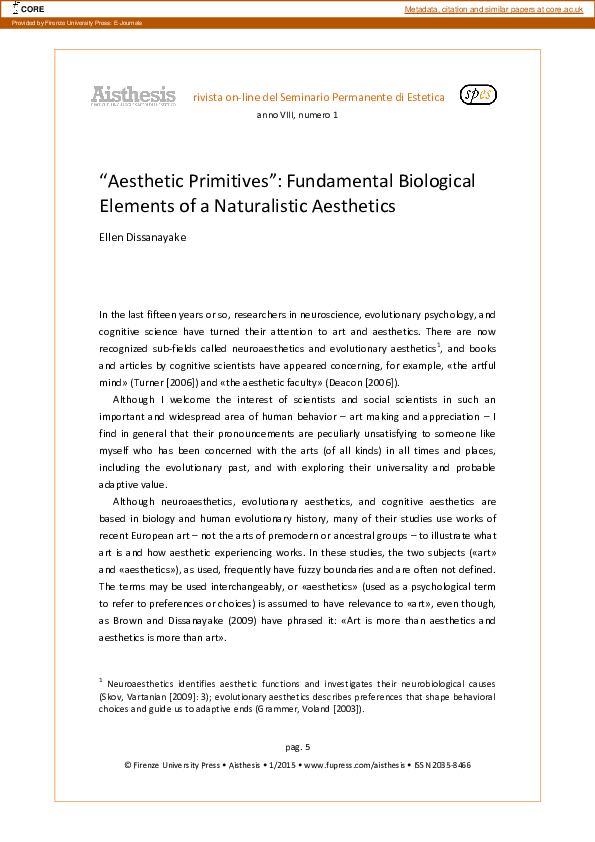 (PDF) “Aesthetic Primitives”: Fundamental Biological Elements of a ...