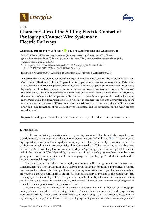 (PDF) Characteristics of the Sliding Electric Contact of Pantograph ...