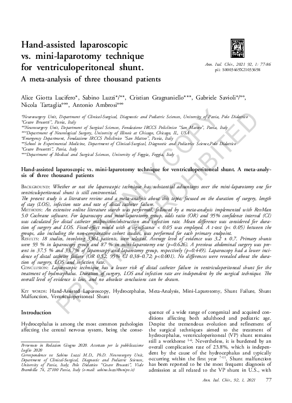 (PDF) Hand-assisted laparoscopic vs. mini-laparotomy technique for ...