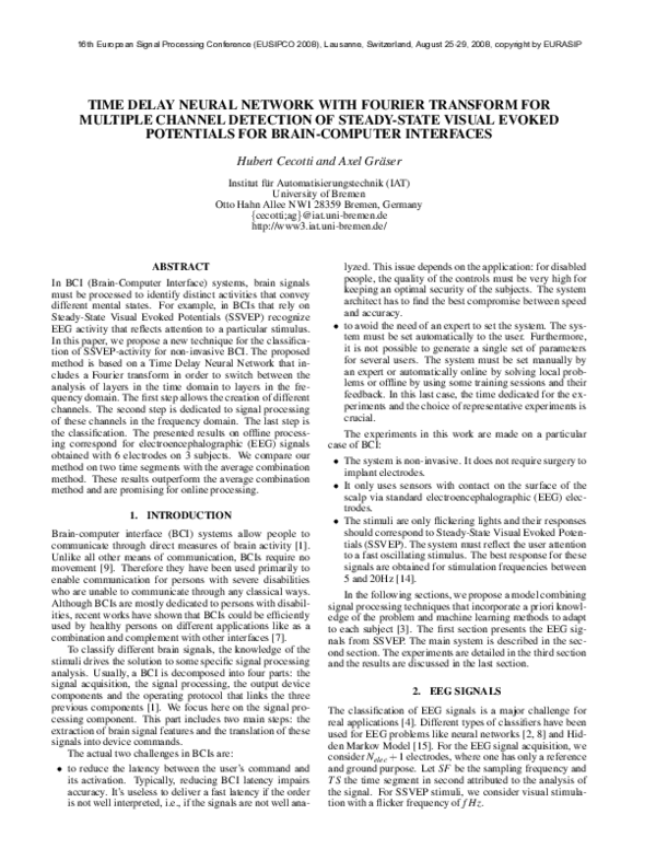 (PDF) Time Delay Neural Network with Fourier transform for multiple channel detection of Steady ...