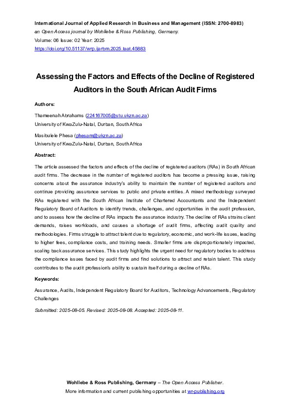 (PDF) Assessing the Factors and Effects of the Decline of Registered ...