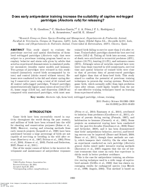 (PDF) Does early antipredator training increase the suitability of ...