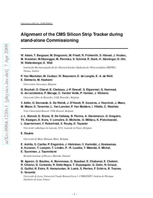(PDF) Alignment of the CMS silicon strip tracker during stand-alone ...