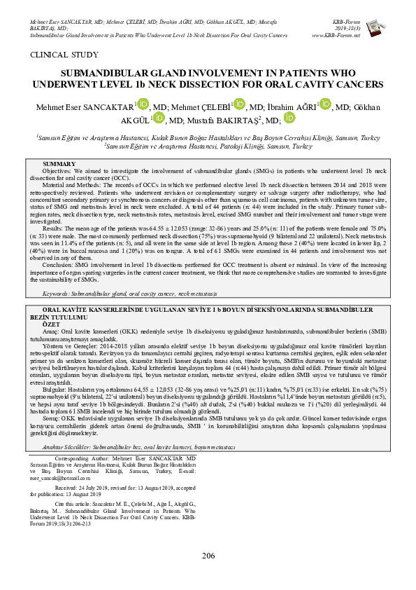 (PDF) SUBMANDIBULAR GLAND INVOLVEMENT IN PATIENTS WHO UNDERWENT LEVEL ...