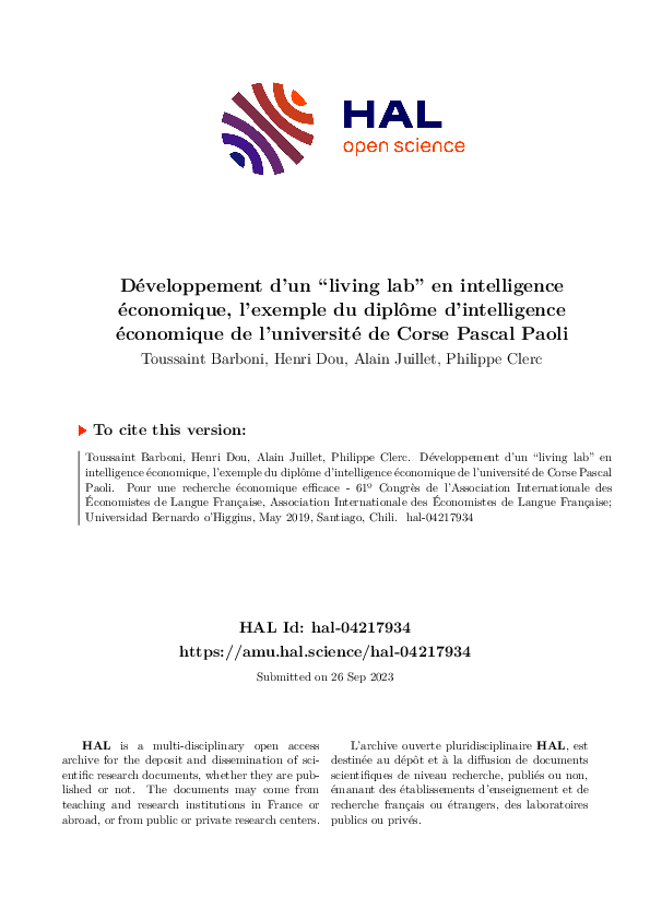 (PDF) Development of a living lab in competitive intelligence. example ...