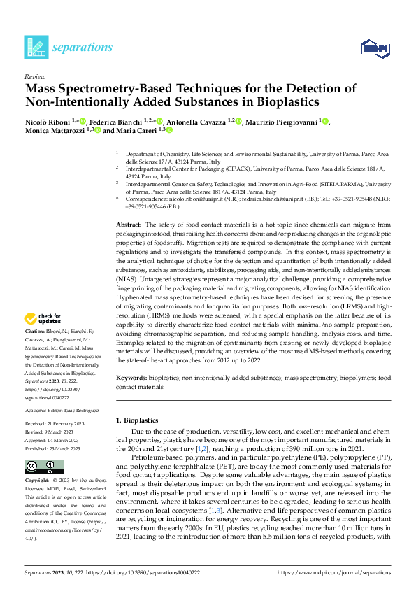 (PDF) Mass Spectrometry-Based Techniques for the Detection of Non ...