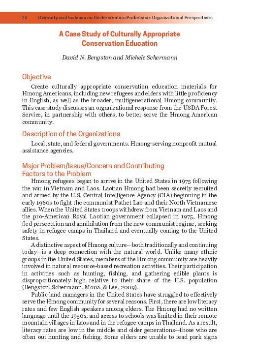 (PDF) A case study of culturally appropriate conservation education