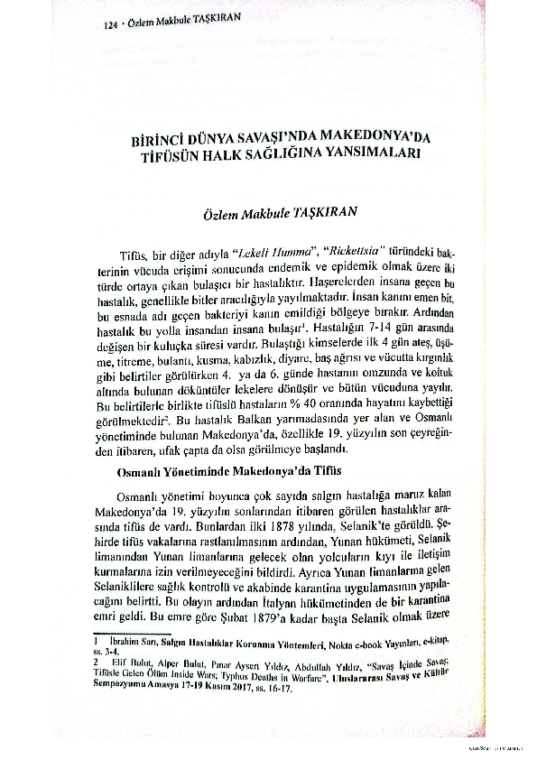 (PDF) Birinci Dünya Savaşı'nda Makedonya'da Tifüsün Halk Sağlığına ...