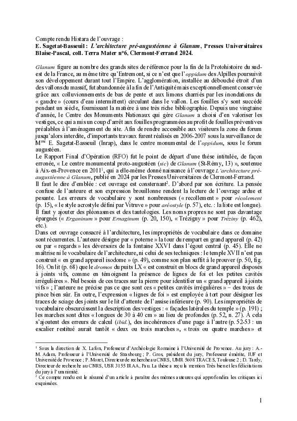 (PDF) Compte rendu Histara de l'ouvrage : E. Sagetat-Basseuil : L'architecture pré-augustéenne à ...