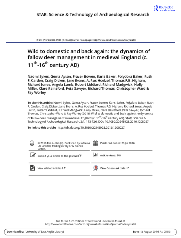 (PDF) Wild to domestic and back again: the dynamics of fallow deer ...