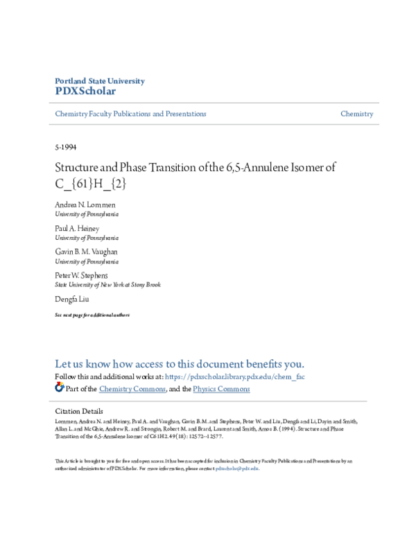 (PDF) Structure and phase transition of the 6,5-annulene isomer ofC61H2