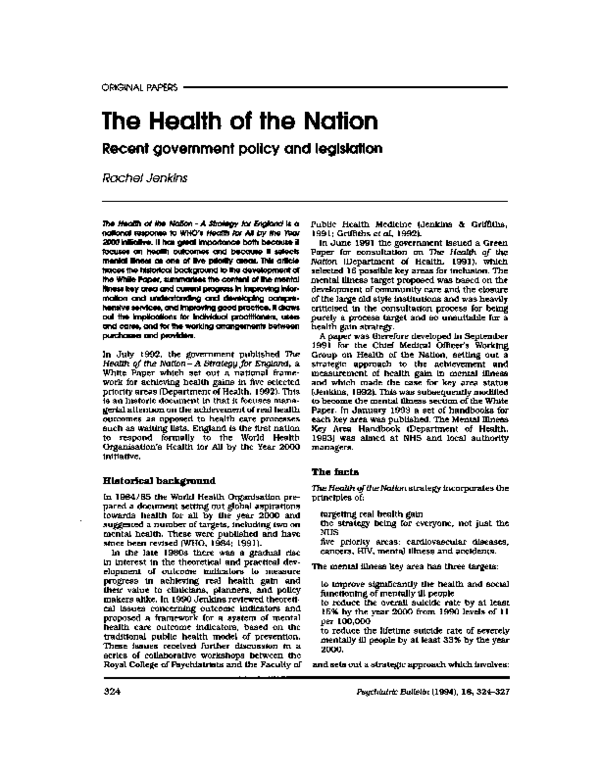 (PDF) The Health of the Nation