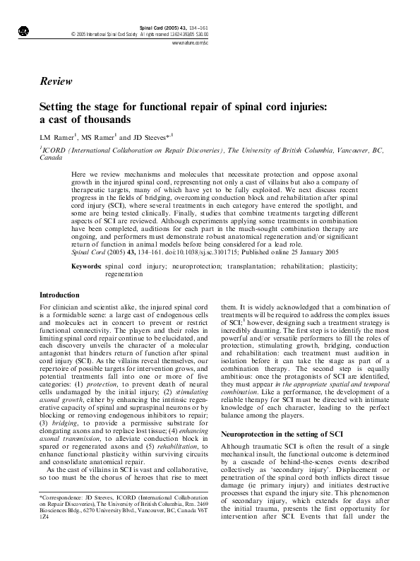 (PDF) Setting the stage for functional repair of spinal cord injuries ...