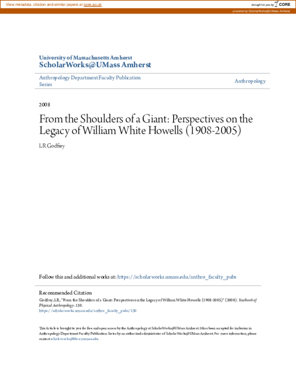 (PDF) From the shoulders of a giant: Perspectives on the legacy of ...
