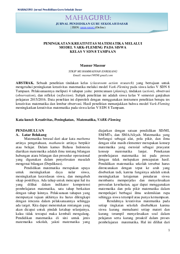 (PDF) Peningkatan Kreativitas Matematika Melalui Model Vark-Fleming ...