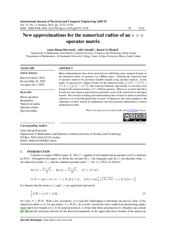 (PDF) New approximations for the numerical radius of an n × n operator matrix