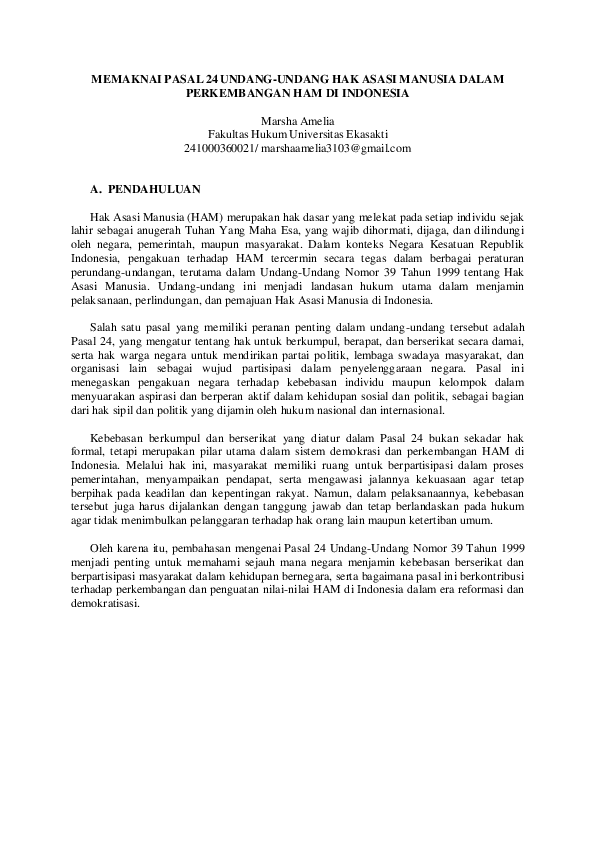 (PDF) MEMAKNAI PASAL 24 UNDANG-UNDANG HAK ASASI MANUSIA DALAM ...