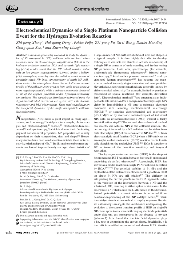 (PDF) Electrochemical Dynamics of a Single Platinum Nanoparticle ...