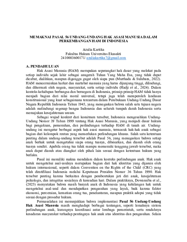 (PDF) MEMAKNAI PASAL 56 UNDANG-UNDANG HAK ASASI MANUSIA DALAM ...
