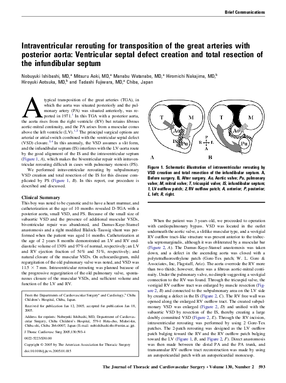 (PDF) Intraventricular rerouting for transposition of the great ...