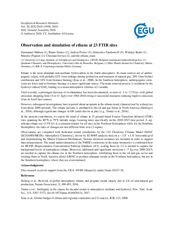 (PDF) Observation and simulation of ethane at 23 FTIR sites